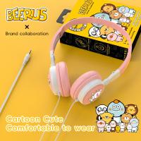 China JTY-882IP BEERUS Licensed Kids Wired Headphones, 3.5mm Over-Ear Cute Cartoon Headset, Lightweight Adjustable Headband Headphones for School Online Class for sale