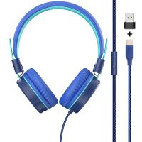 China USB Wired Call Center Headset with Microphone, Lightweight Dual Ear Headphone with Inline Volume Control & Mute, Includes USB-A to Type-C Adapter for PC Laptop Office Online Class Business Calls for sale