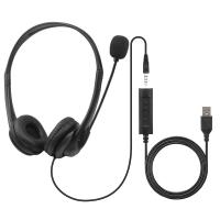 China 3.5mm Wired Headset with Microphone, Lightweight Dual-Ear Office Headphone, Inline Volume & Mute Control, Replaceable Cable, Optional USB-A / Type-C Cord for PC Laptop Online Class Call Center for sale