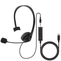 China 3.5mm Wired Headset with Microphone, Lightweight Dual-Ear Office Headphone, Inline Volume & Mute Control, Replaceable Cable, Optional USB-A / Type-C Cord for PC Laptop Online Class Call Center for sale
