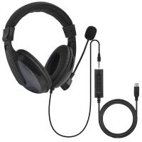 China 3.5mm Wired Headset with Microphone, Lightweight Dual-Ear Office Headphone, Inline Volume & Mute Control, Replaceable Cable, Optional USB-A / Type-C Cord for PC Laptop Online Class Call Center for sale
