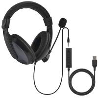 China 3.5mm Wired Headset with Microphone, Lightweight Dual-Ear Office Headphone, Inline Volume & Mute Control, Replaceable Cable, Optional USB-A / Type-C Cord for PC Laptop Online Class Call Center for sale