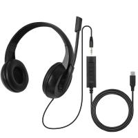 China 3.5mm Wired Headset with Microphone, Lightweight Dual-Ear Office Headphone, Inline Volume & Mute Control, Replaceable Cable, Optional USB-A / Type-C Cord for PC Laptop Online Class Call Center for sale