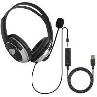 China 3.5mm Wired Headset with Microphone, Lightweight Dual-Ear Office Headphone, Inline Volume & Mute Control, Replaceable Cable, Optional USB-A / Type-C Cord for PC Laptop Online Class Call Center for sale