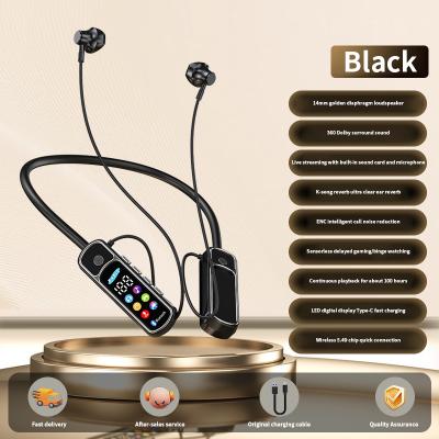 China JTY-GB02 Neckband Bluetooth Earphones with Color Display, Call Voice Changer, Bluetooth 5.49, 14.2mm Dynamic Driver, AAC HiFi Surround Sound Wireless In-Ear Headset for Gaming & Calls for sale
