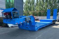 China 100-Ton Detachable Lowbed Semi Trailer with Four 25-Ton Axles for Heavy Equipment Transport for sale