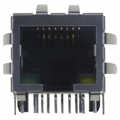 China 10/100 Base-TX RJ45 1x1 Tab-DOWN Integrated Magnetics Connector 8-pin with LEDs J0011D21BNL for sale