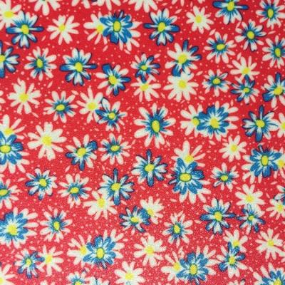 China Glitter Printed Faux Leather Fabric , Vegan Leather By The Yard Red Color for sale