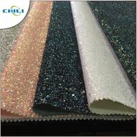 China Waterproof Woven Backing chunky Glitter Faux Leather Fabric Black Glitter Fabric for sale