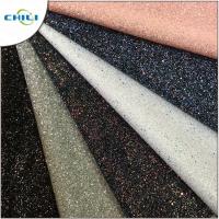 China Waterproof Woven Backing chunky Glitter Faux Leather Fabric Black Glitter Fabric for sale