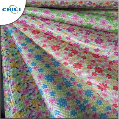 China Multi Color Printed Faux Leather Fabric Chunky Shiny Wear Resistant for sale