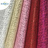 China Leather Factory Supplier Pu Glitter Leather fabric For wallpaper for sale