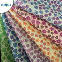 China Shinnning Synthetic Leather Fabric Floral 0.7±0.1mm Thickness Precision Cutting for sale