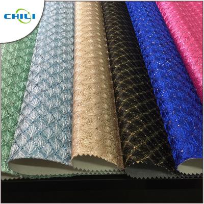 China New Fashion Artificial Glitter Pu Leather Fabric For Wall Decoration for sale