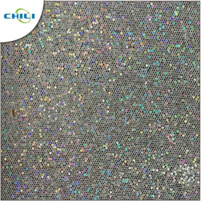 China New Design Shining Pu Leather Material Mesh Glitter Fabric For Shoes for sale