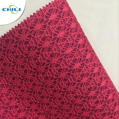 China Wholesale Eco-Friendly Synthetic Mesh Glitter shoe Leather for sale