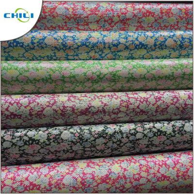 China Wiped Clean Printed Faux Leather Fabric Fade Resistant Consistent Color for sale