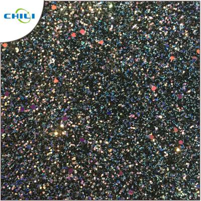 China Flat Glitter Polyester Fabric Squares , Glitter Clothing Fabric Canvas Backing for sale