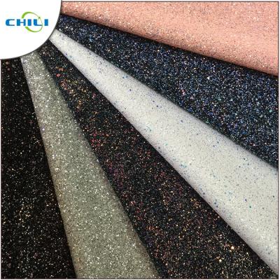 China Diamond Chunky Glitter Fabric Sheets Canvas Backing Anti Mildew Waterproof for sale