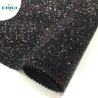 China Knitted Glitter Leatherette Fabric , Pink Glitter Fabric Lightweight Printable for sale