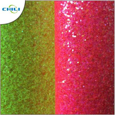 China Shinny Synthetic Glitter Faux Leather Red Green Color Non Woven Type Non Toxic for sale