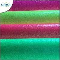 China Shinny Synthetic Glitter Faux Leather Red Green Color Non Woven Type Non Toxic for sale