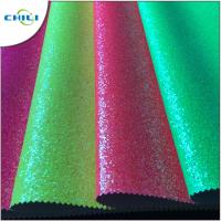China Shinny Synthetic Glitter Faux Leather Red Green Color Non Woven Type Non Toxic for sale