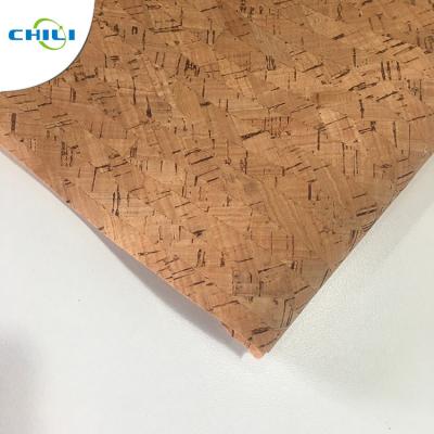China Non Woven Cork Leather Fabric Durable Contemporary Printed Natural Color for sale