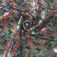 China Soft Knitted Glitter Sequin Fabric , Multi Color Sequin Fabric Spangle Printed for sale