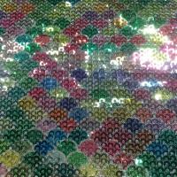 China Soft Knitted Glitter Sequin Fabric , Multi Color Sequin Fabric Spangle Printed for sale