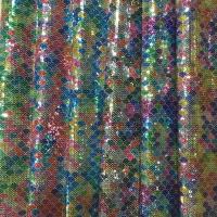 China Soft Knitted Glitter Sequin Fabric , Multi Color Sequin Fabric Spangle Printed for sale
