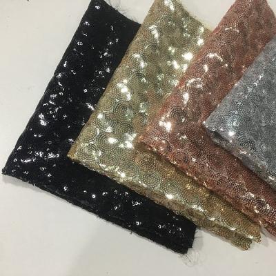China Bulk Flocked Glitter Sequin Fabric Lightweight Breathable Knitted Hot Foil Stamping for sale