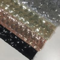 China Bulk Flocked Glitter Sequin Fabric Lightweight Breathable Knitted Hot Foil Stamping for sale