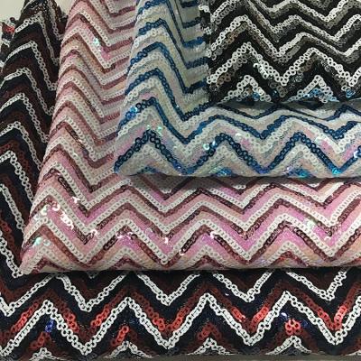 China Fluorescent Colorful Glitter Sequin Fabric SGS Certificaiton 100% Polyester for sale