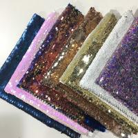 China Beautiful Printed Glitter Sequin Fabric 50D*75D Yarn Count 220gsm Plaid Style for sale