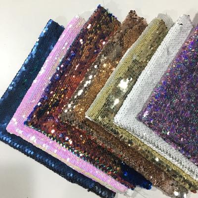 China Beautiful Printed Glitter Sequin Fabric 50D*75D Yarn Count 220gsm Plaid Style for sale