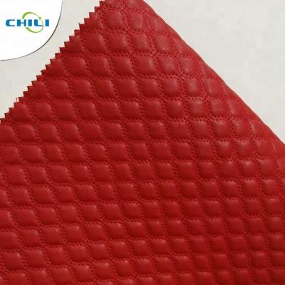 China Wholesale quilted Synthetic embroidered PU  shoe leather for sale
