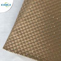 China Trade Assurance Hot Sale Shiny Sequin Pu Synthetic Embroidered quilted shoe leather for sale