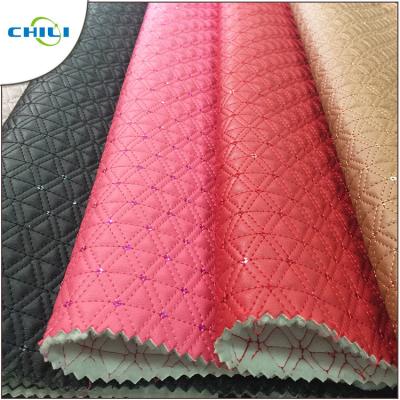 China Best Price glitter Synthetic pu embroidered Shoe Leather for sale