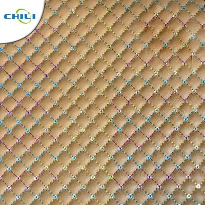 China Made In China Coated Waterproof Fancy Faux Embroidered shoe  Leather for sale