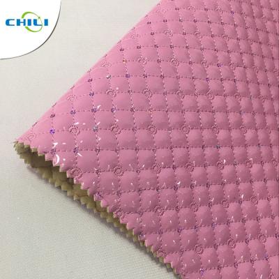 China Notebook Quilted Leather Fabric , Faux Quilt Fabric Customized Color for sale