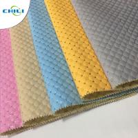 China Shine Quilted Leatherette Fabric , Vinyl Leather Fabric Floral Soft Pleated for sale