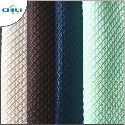 China Black Quilted Leather Fabric Environmental Friendly Furniture Upholstery for sale