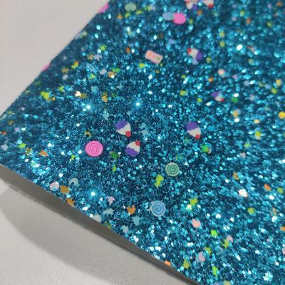 China 0.7mm 54/55' Abrasion Resistant Glitter Leather Fabric for sale