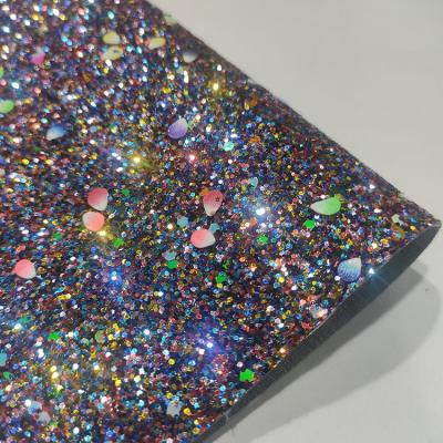 China 50m/Roll Fireproof 3D Chunky Glitter Leather Fabric for sale