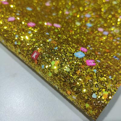 China 50m/Roll Polymer Clay 3D Chunky Glitter Leather Fabric for sale