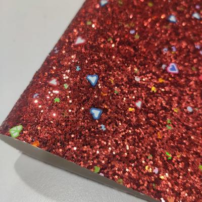 China Synthetic Shoes 3D Chunky 50m/Roll Glitter Leather Fabric for sale
