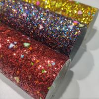 China Synthetic Shoes 3D Chunky 50m/Roll Glitter Leather Fabric for sale