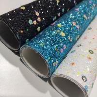 China 50m/Roll Polymer Clay Chunky Glitter Faux Leather Fabric for sale