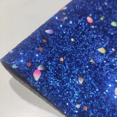 China 0.7mm Abrasion Resistant 3D Chunky Glitter Leather Fabric for sale